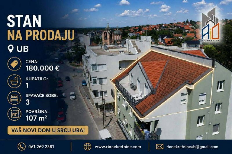 Na prodaju četvorosoban stan kod crkve na Ubu | Ub, Serbia